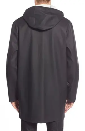 Stutterheim Stockholm Long Sleeve Hooded Raincoat - Black