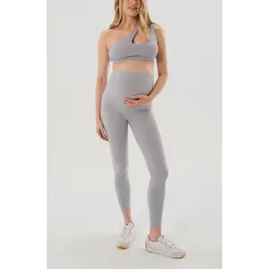 AXK Athletic Maternity Legging With Supportive Belly Band - Light Grey