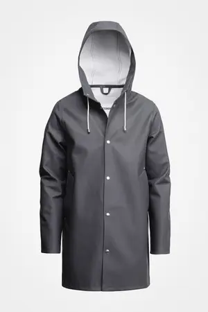 Stutterheim Stockholm Long Sleeve Hooded Raincoat - Charcoal