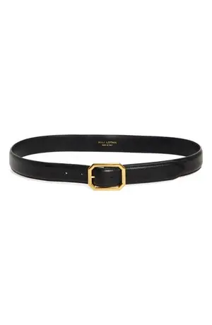 NILI LOTAN Anais Leather Belt - Black/antique Gold Buckle