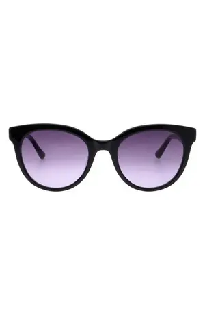 FLORENCE BY MILLS Round Frame Sunglasses Gloss Black