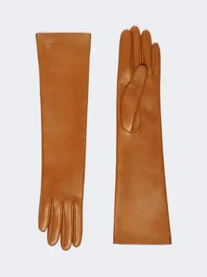 Max Mara Long Nappa Leather Gloves Beige