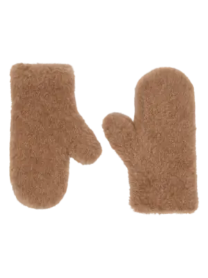 Max Mara Alpaca And Cashmere Teddy Fabric Mittens - Bronze