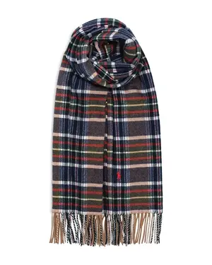 Polo Ralph Lauren Wool & Cashmere Plaid Scarf - Navy Multi