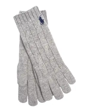 Polo Ralph Lauren Wool And Cashmere Cable Knit Gloves - Soft Grey
