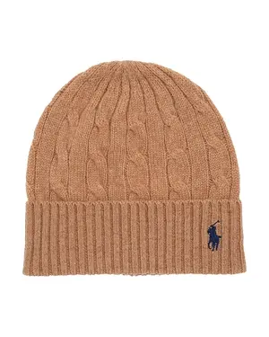 Ralph Lauren Wool And Cashmere Cable Knit Beanie Dark Camel