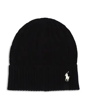 Polo Ralph Lauren Wool And Cashmere Cable Knit Beanie Midngiht