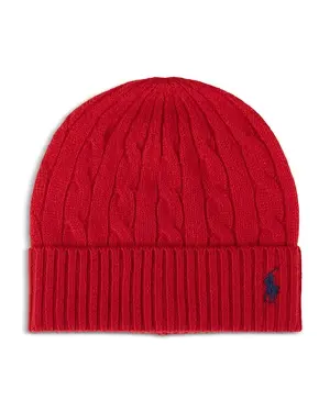 Polo Ralph Lauren Wool And Cashmere Cable Knit Beanie Red