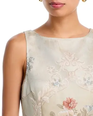 Aqua Jacquard Rose Mini Dress