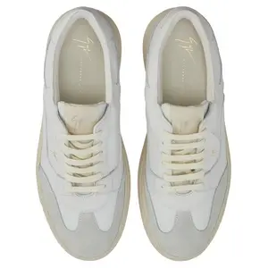 GIUSEPPE ZANOTTI Leather And Suede Low-top Sneakers - White