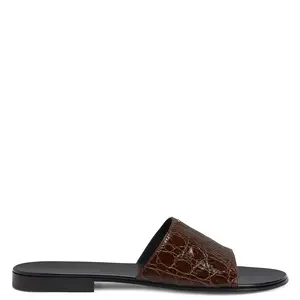 GIUSEPPE ZANOTTI Adrien Reptile Print Slider Sandals - Brown