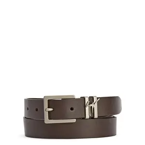 GIUSEPPE ZANOTTI Leather Belt With Branded Buckle - Brown