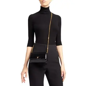 GIUSEPPE ZANOTTI Clutch With Golden Metal Hardware And Chain Strap