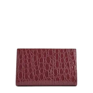 GIUSEPPE ZANOTTI Annhita Crocodile-print Leather Clutch - Bordeaux