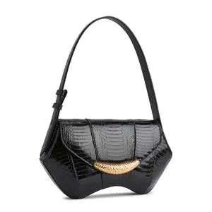 GIUSEPPE ZANOTTI Elaphe Carinata Snakeskin Shoulder Bag - Black