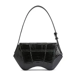 GIUSEPPE ZANOTTI Elaphe Carinata Snakeskin Shoulder Bag - Black