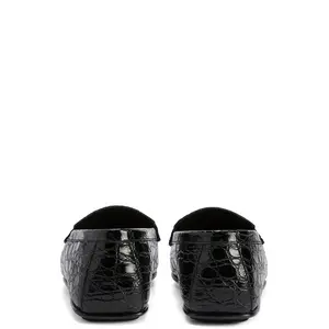 GIUSEPPE ZANOTTI Cristophe Crocodile-print Moccasins - Black