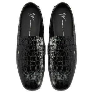 GIUSEPPE ZANOTTI Cristophe Crocodile-print Moccasins - Black