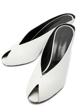 Khaite Cloak 75 Peep-toe Leather Mules - White