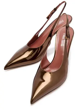 Paris Texas Jessica 75 Patent Leather Slingback Pumps - Gold