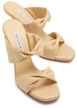 AQUAZZURA Twist 95 Soft Raffia Mules