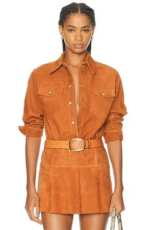 Isabel Marant Étoile Delcia Suede Shirt - Cognac