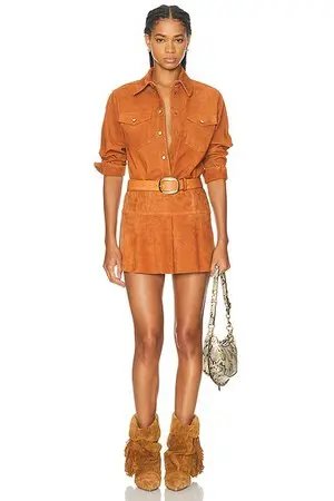 Isabel Marant Étoile Delcia Suede Shirt - Cognac
