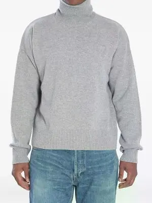AMI Paris Ribbed Turtleneck Sweater - Grey