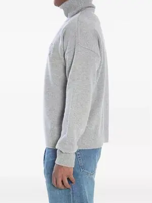 AMI Paris Ribbed Turtleneck Sweater - Grey