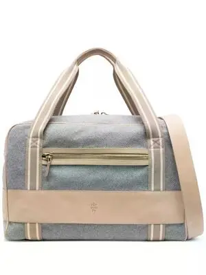 Eleventy Leather-trimmed Wool Duffle Bag - Grey