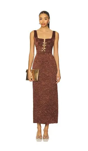 USISI SISTER Lauren Acetate Dress - Umber