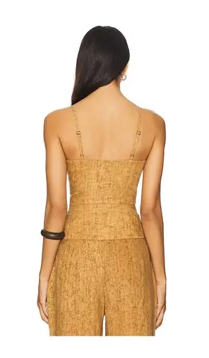 USISI SISTER Josie Linen Top - Tortoiseshell