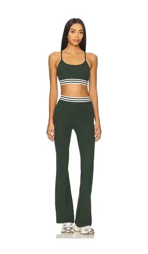 Splits59 Cali Active Rib Sports Bra In Dark Green - Heather Military