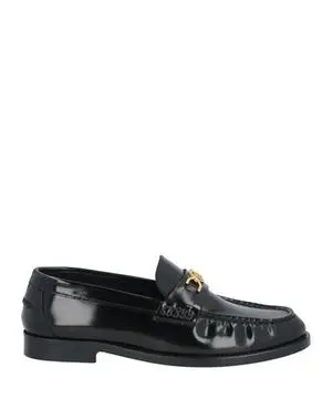 Versace Loafers In Calfskin With Brand Logo - Black