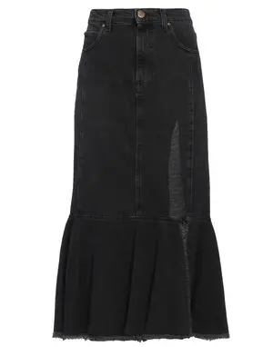 Pinko Cotton Denim Flared Skirt