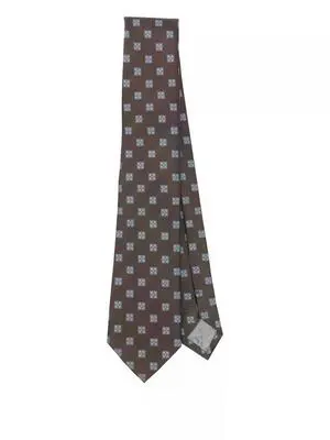 Emporio Armani Pattern Jacquard Silk Neck Tie - Brown