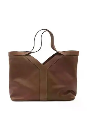 Saint Laurent Large Leather Tote Bag - Brown
