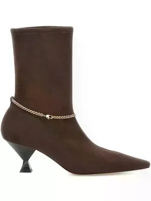 MARIA LUCA Chain-embellished Pointed-toe Sock Boots