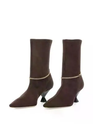 MARIA LUCA Chain-embellished Pointed-toe Sock Boots