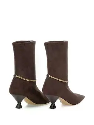 MARIA LUCA Chain-embellished Pointed-toe Sock Boots