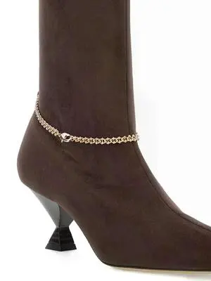 MARIA LUCA Chain-embellished Pointed-toe Sock Boots