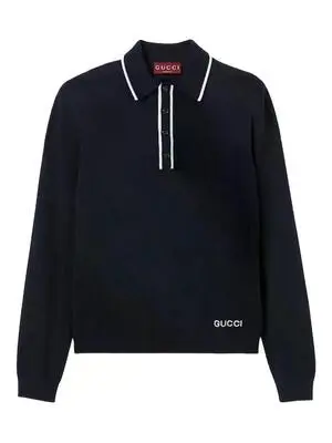 Gucci Long-sleeve Knitted Polo Shirt