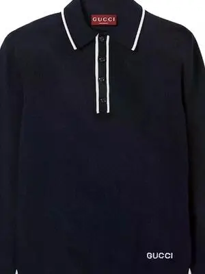 Gucci Long-sleeve Knitted Polo Shirt