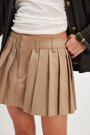 Citizens Of Humanity Pleated Twill Mini Skirt - Khaki