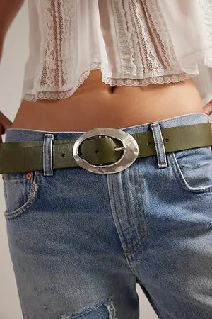 Free People Margo Leather Belt - Keepsake Clover