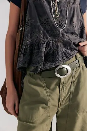 Free People Margo Leather Belt - Keepsake Clover