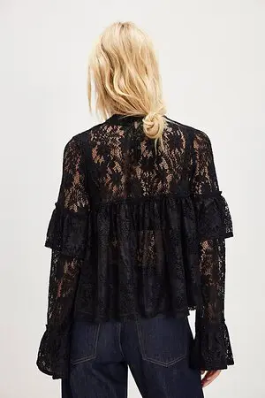 Free People Lilabeth Lace Blouse - Black