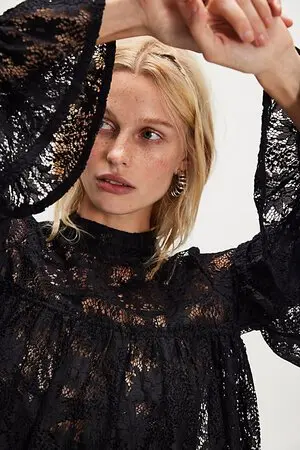 Free People Lilabeth Lace Blouse - Black