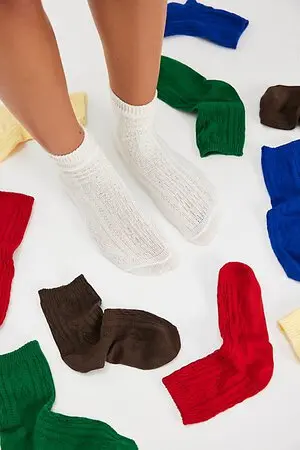 Free People Essential Crew Socks Chocolate