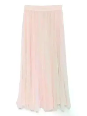 STYLAND Pleated Tulle Midi Skirt - Pink
